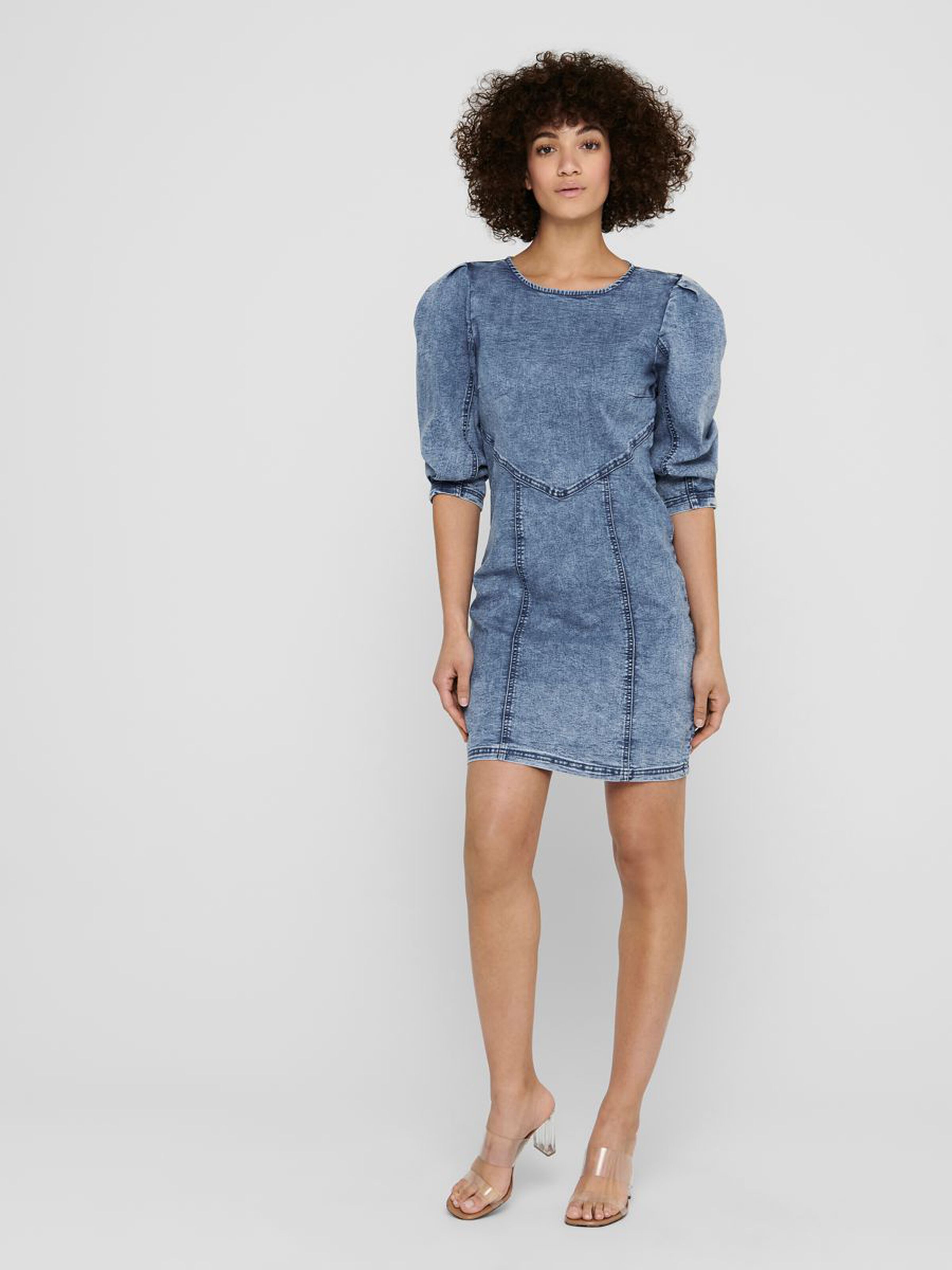 Puff Sleeve Denim Dress-15223017 | Only | gustostore.gr